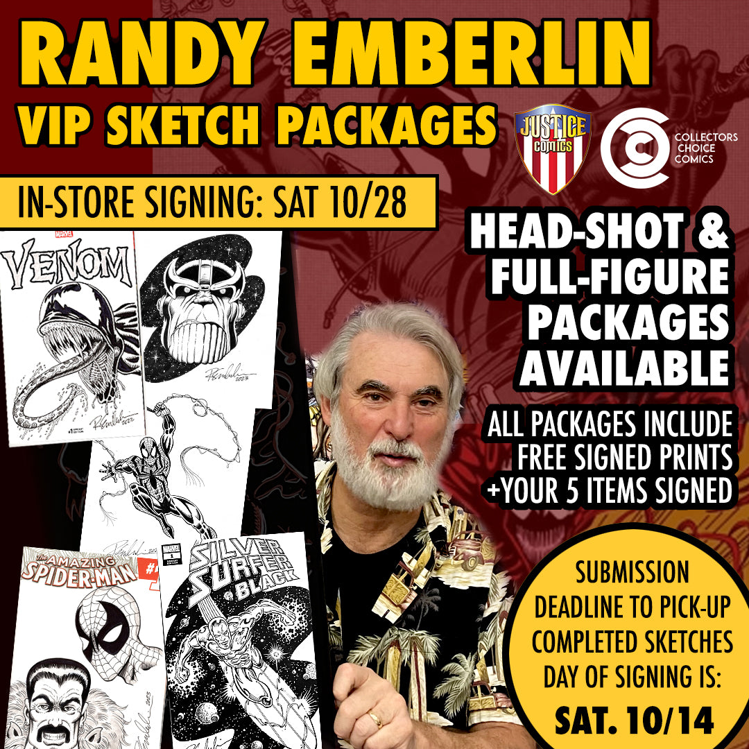 Randy Emberlin B&W Inked HEAD-SHOT Pre-Order Sketch Package (w/FREE CO ...