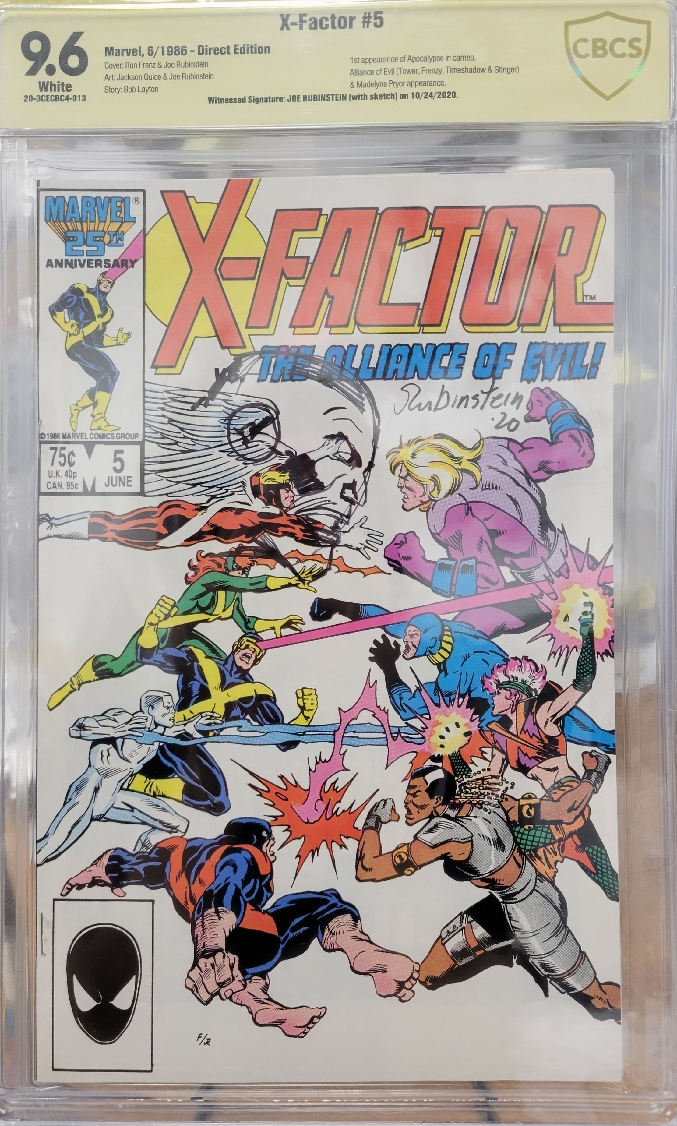 X-Factor #5 9.6 Graded -1st Appearance of Apocalypse- Signed and Remar ...